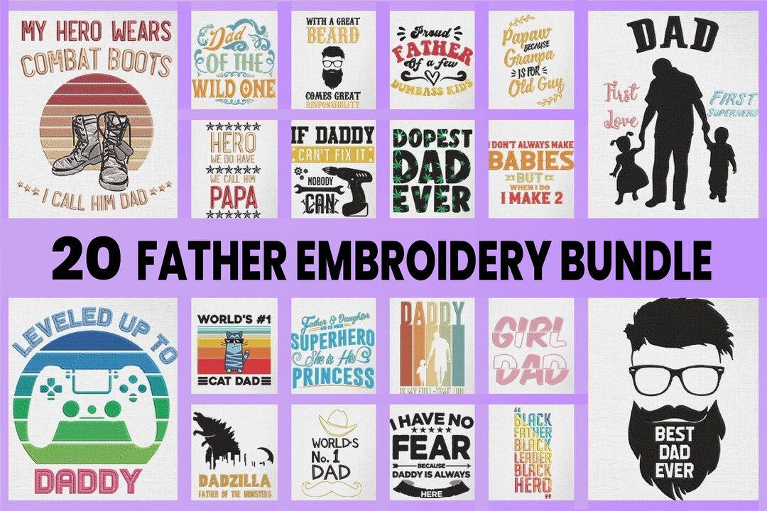 Embroidery Design, 20 Father Embroidery Design, Embroidery Bundle Part ...