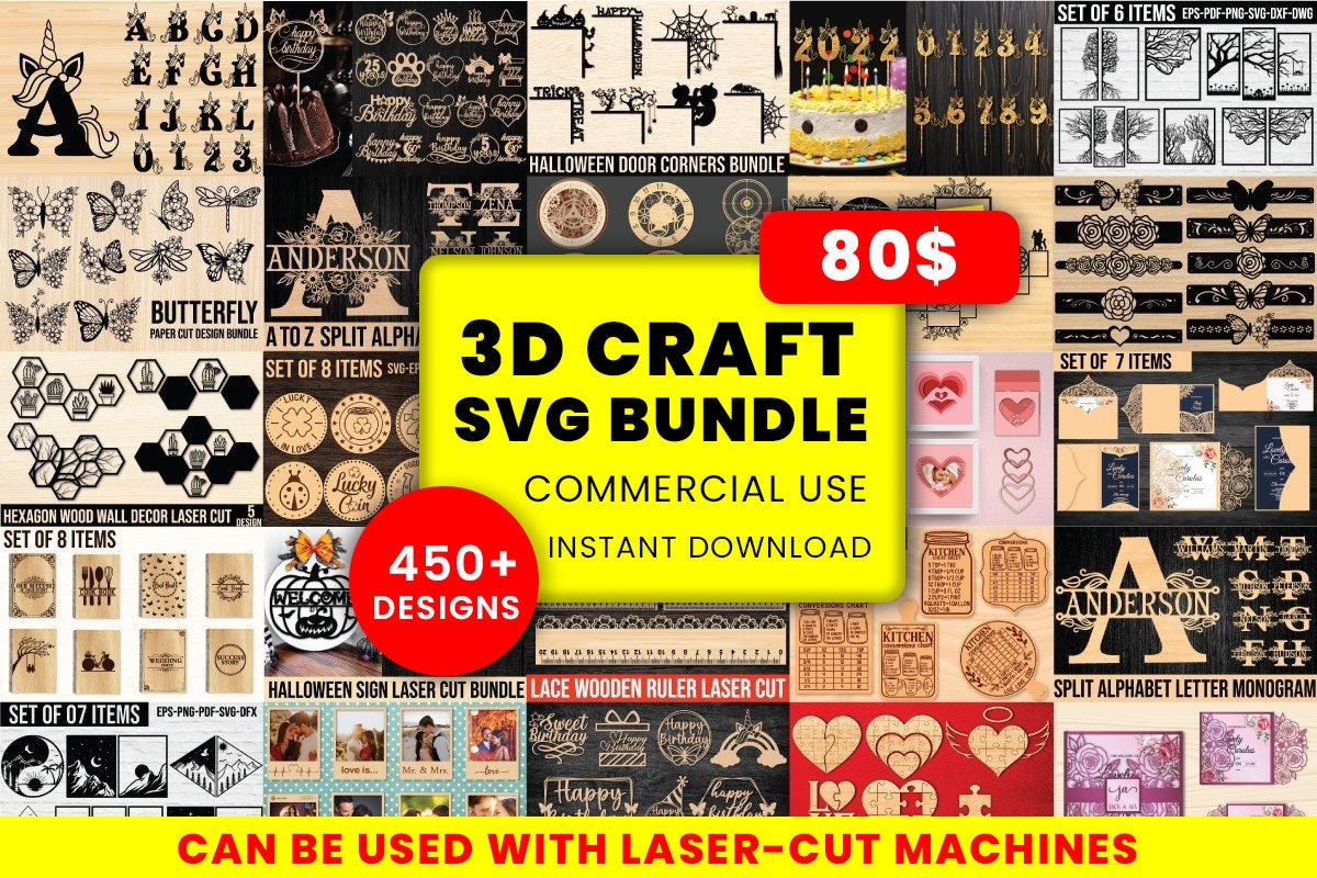 450+ Laser Cut Bundle SVG | CNC Files | Engraving SVG | Glowforge Cut ...