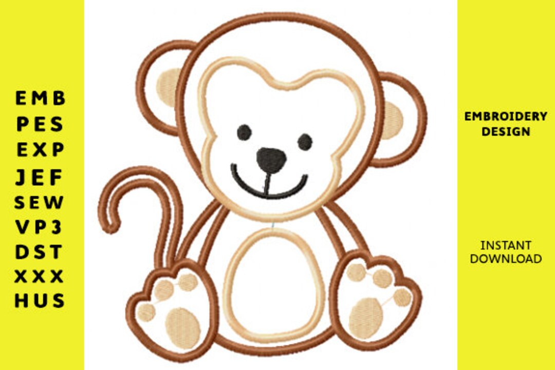 Baby Monkey Embroidery Design Bundle, Embroidery Fonts, Embroidery ...