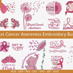 Breast Cancer Embroidery Design Bundle, Embroidery Design, Embroidery ...