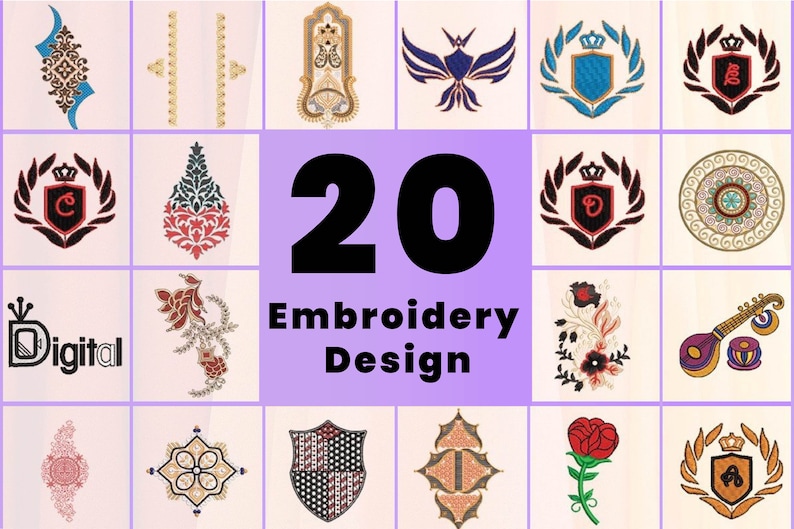 Embroidery Design, 20 Embroidery Design, Embroidery Design Bundle, 3 ...