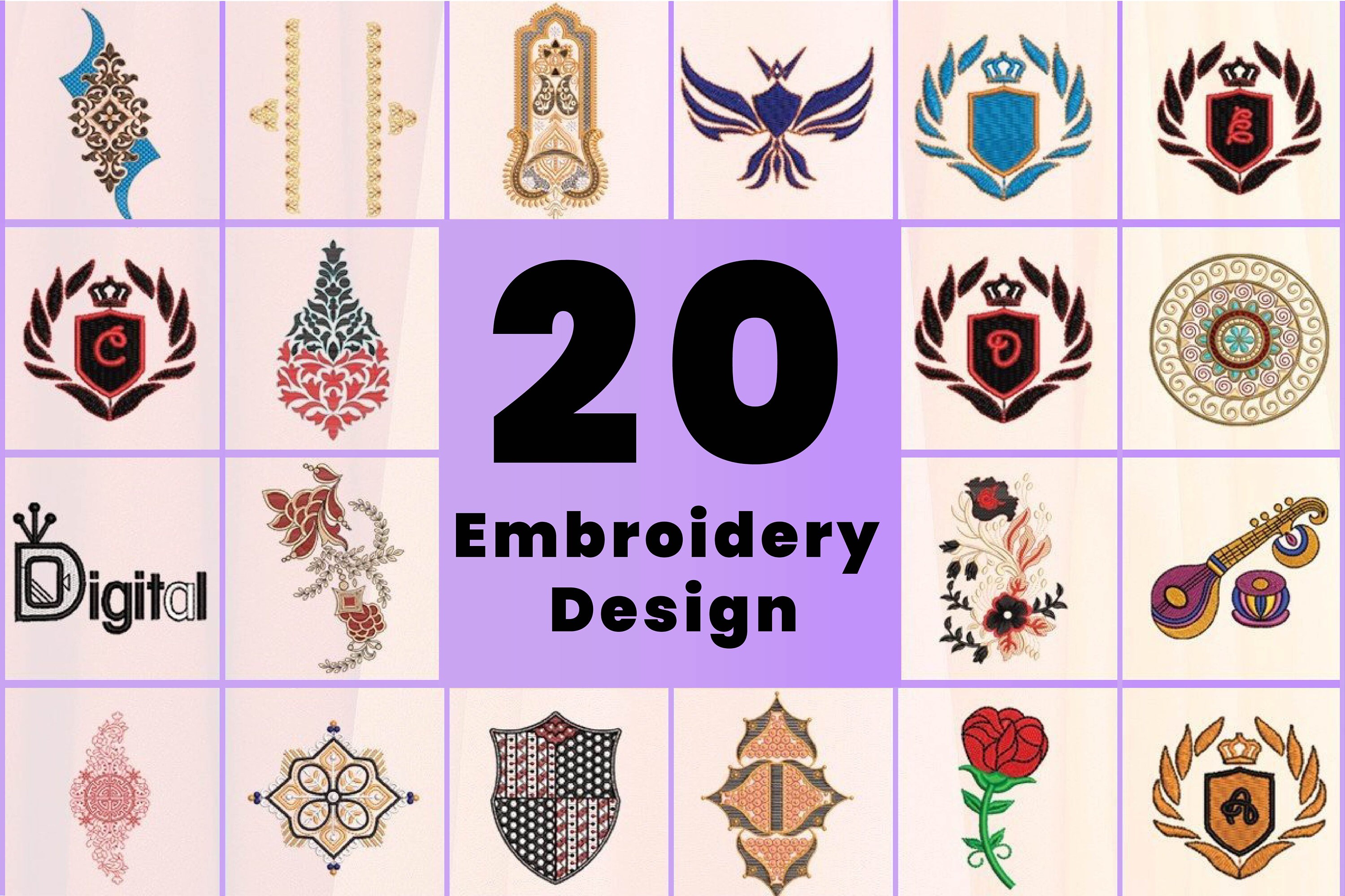 Embroidery Design, 20 Embroidery Design, Embroidery Design Bundle, 3 ...