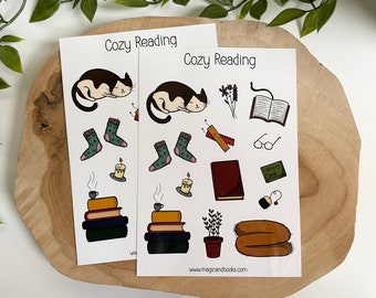 Cozy Reading Sticker Curl up and Get Cozy Sticker With Books, Cats, and ...