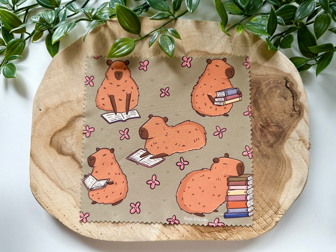 Capybara & Books Cleaning Cloth Screens Cleaner Microfiber Capy Reading ...