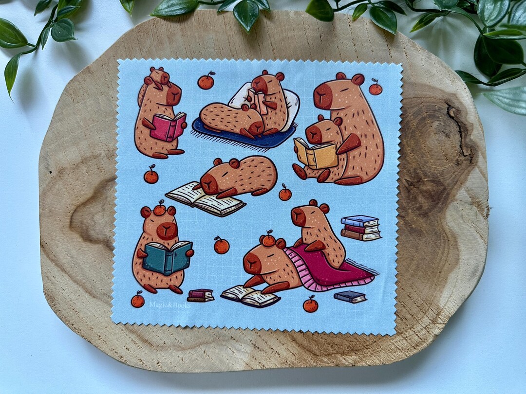 Capybara & Books Cleaning Cloth | Screens Cleaner | Microfiber | Capy ...