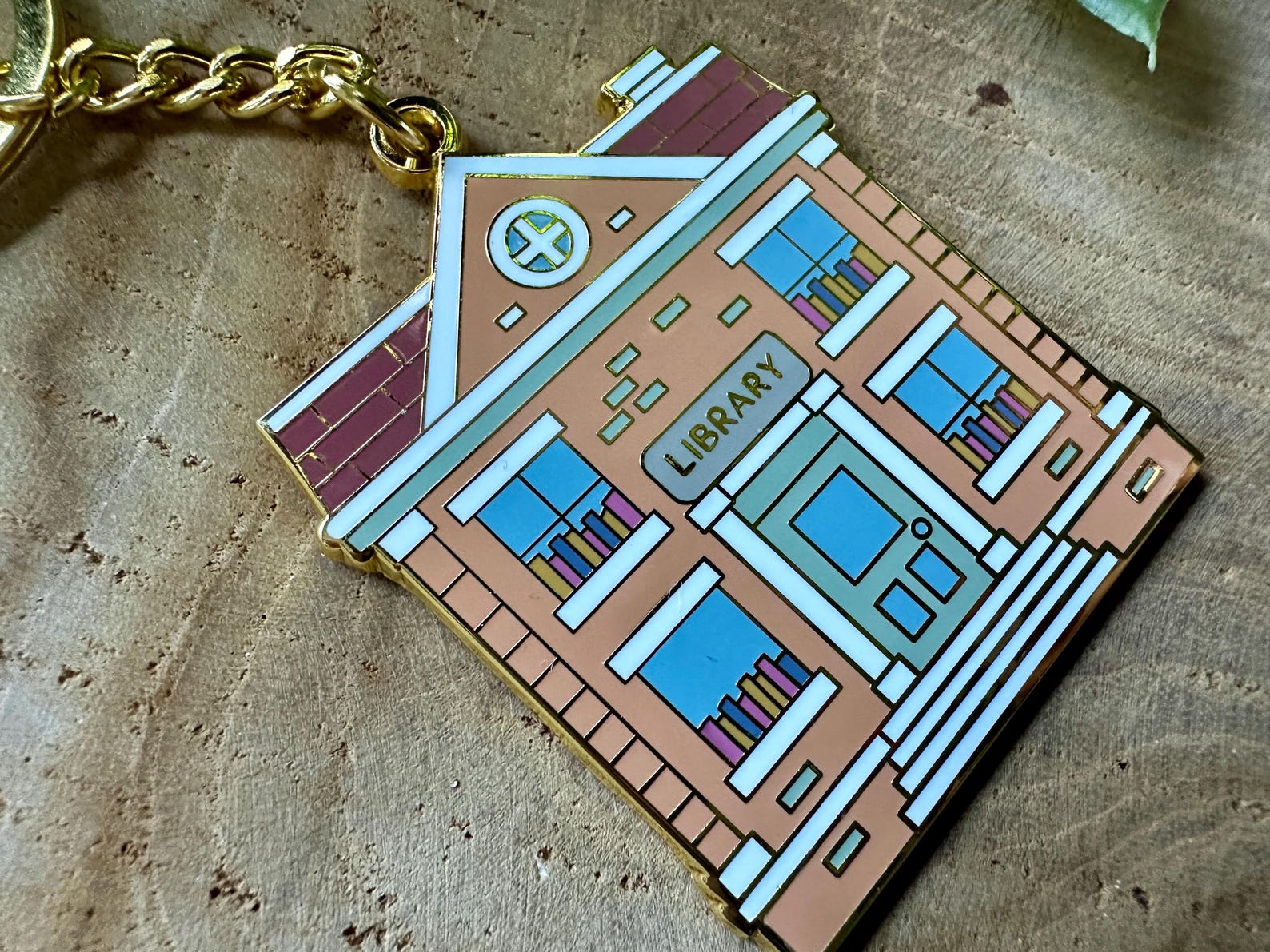 Library Building Enamel Keychain | Book Lover Gift - Etsy