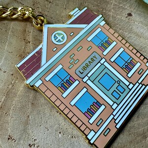 Library Building Enamel Keychain | Book Lover Gift - Etsy