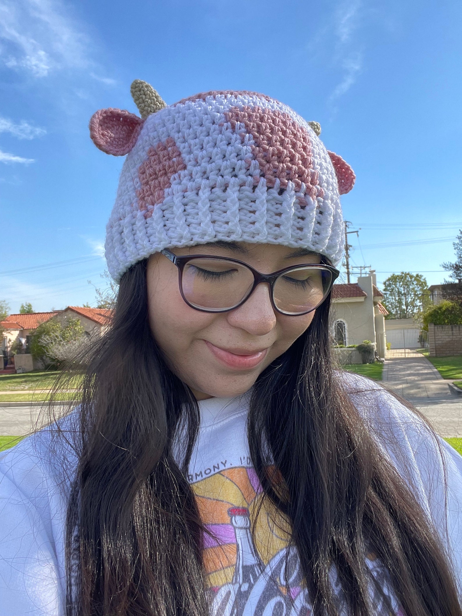 Crochet Strawberry Cow Beanie | Cute Animal Hat | Handmade Fruit & Cow ...