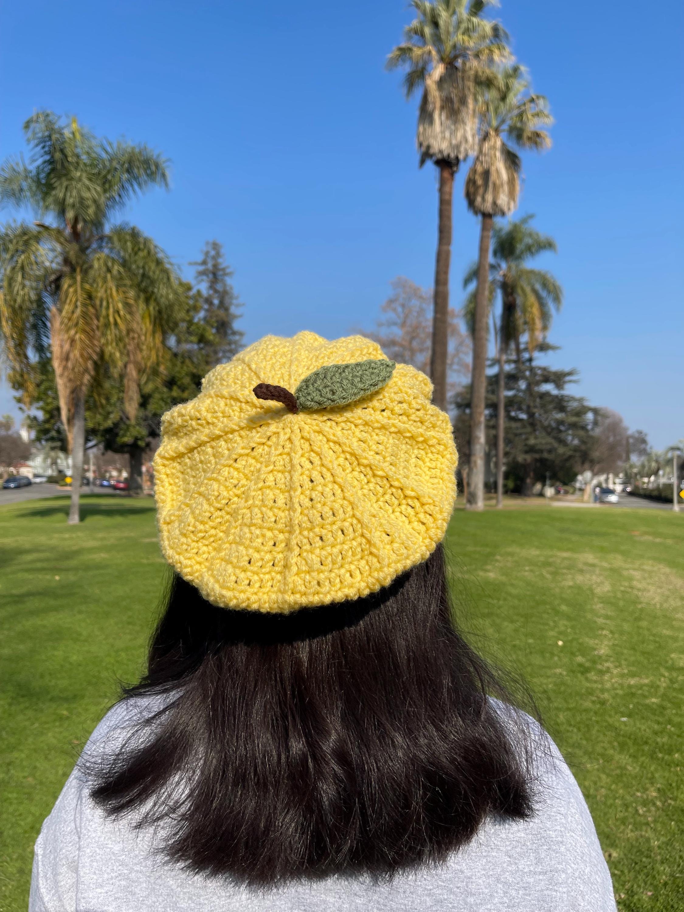 Crochet Lemon Beret | Handmade Fruit Beret | Cute Crochet Hat | Lemon ...