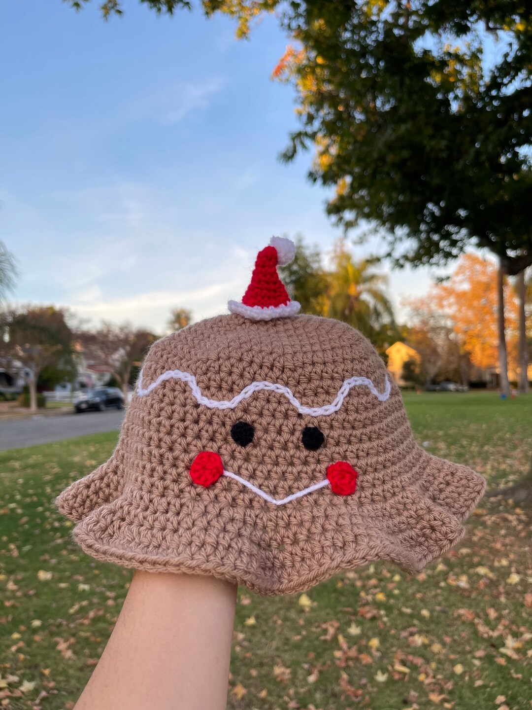 Crochet Gingerbread Bucket Hat | Festive Holiday Hat | Handmade ...