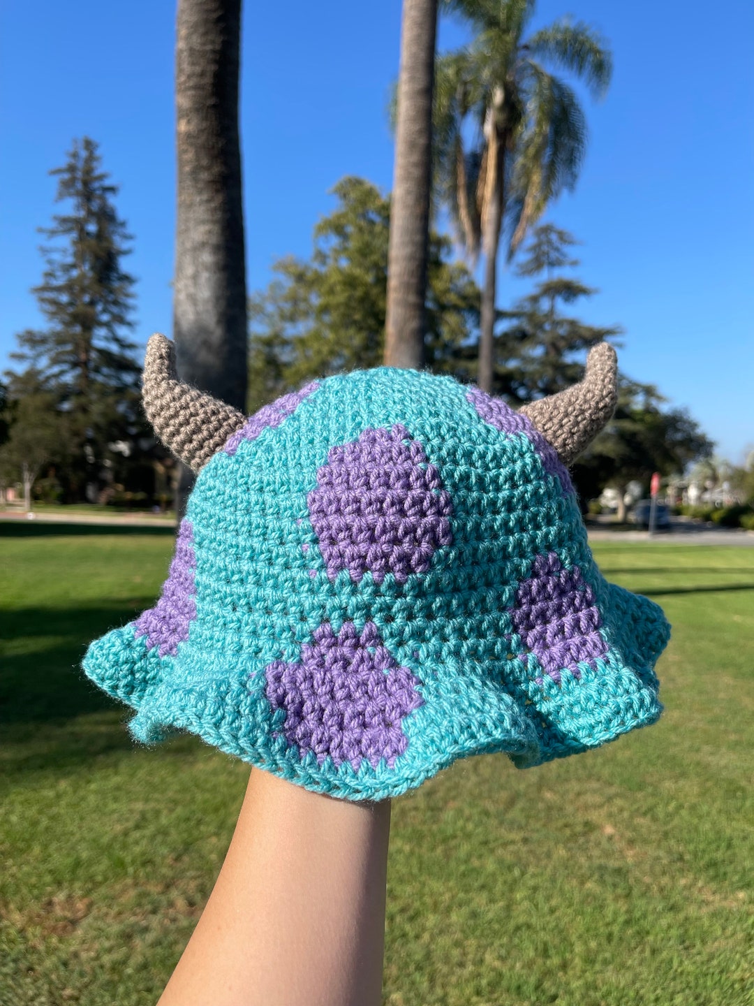 Crochet Sully Bucket Hat | Handmade Sully Hat | Fully Monsters Inc Hat ...