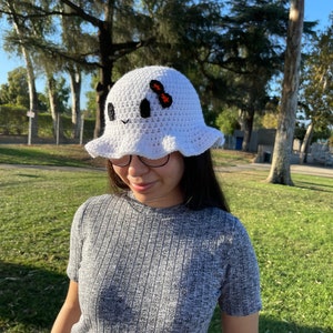 Crochet Ghost Bucket Hat | Spooky Halloween Hat | Unique Handmade Gift ...