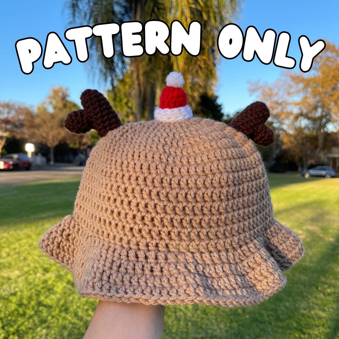 Crochet Reindeer Bucket Hat Pattern | DIY Christmas Hat Pattern ...