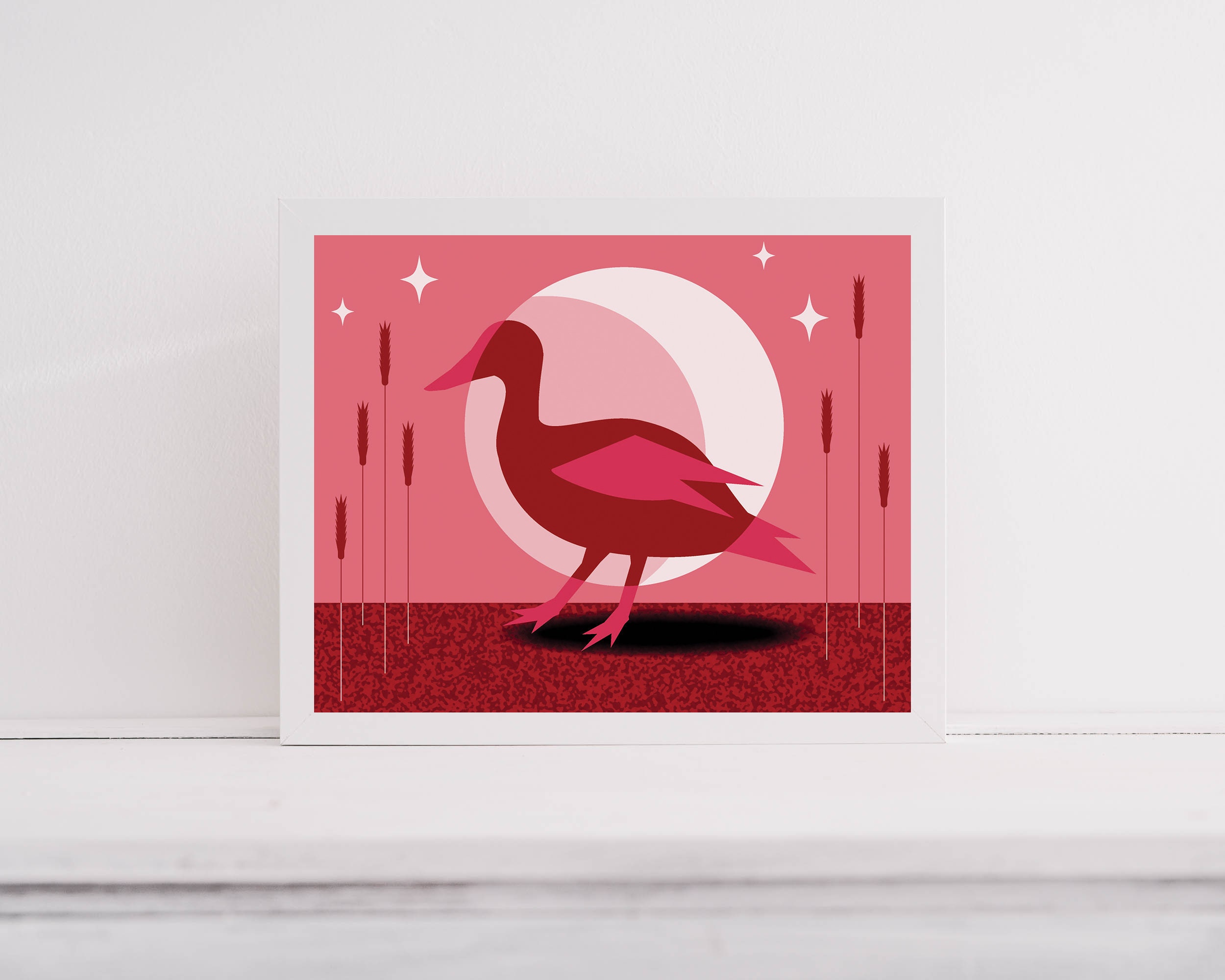 Geometric Duck Wall Art, Abstract Bird Painting, Bird Art Print Modern ...