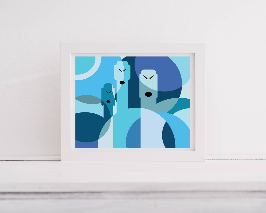 Pack of Dogs Print, Abstract Dog Art, Blue Dogs Print, Nostalgic Art ...
