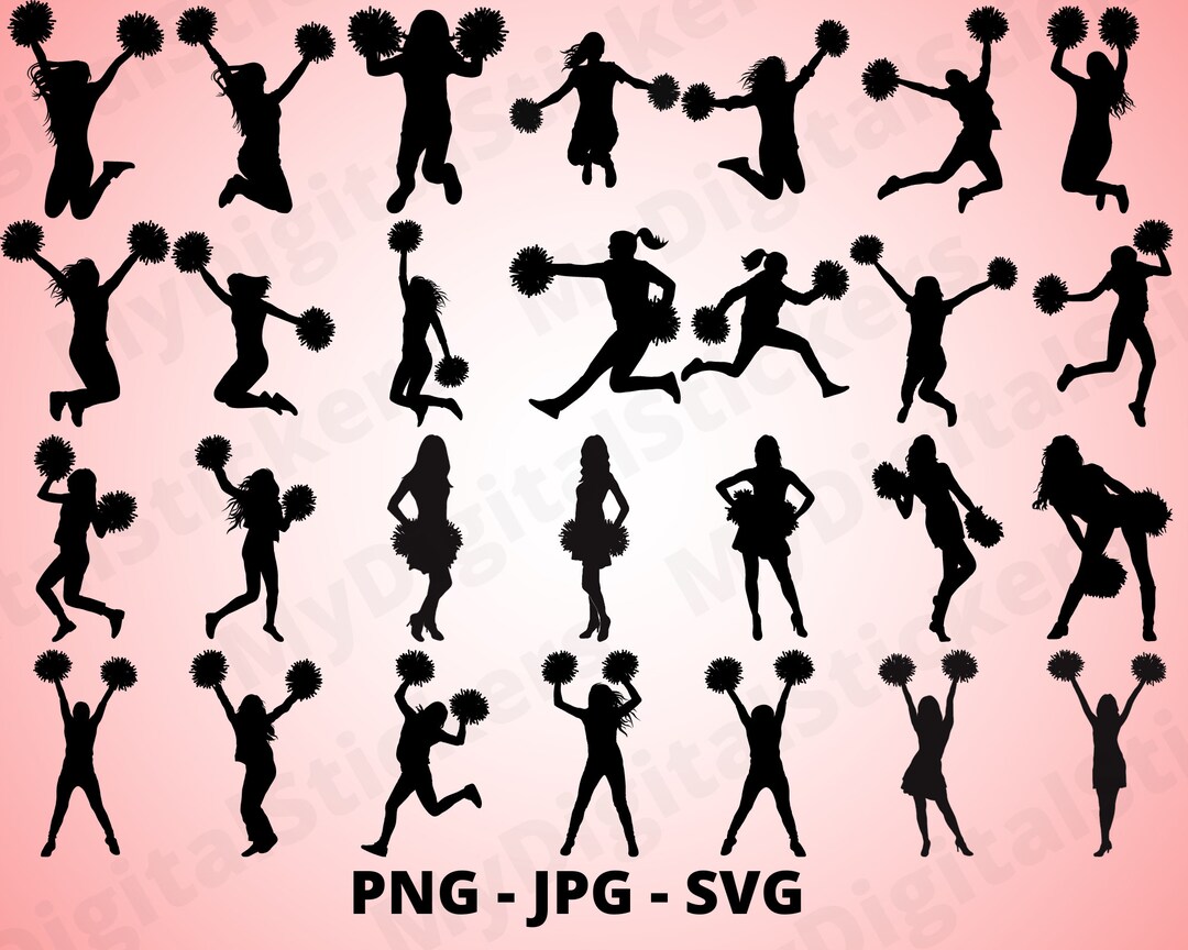 Cheerleading Silhouette Svg Bundle Cheer Cricut Cut File Cheerleader ...