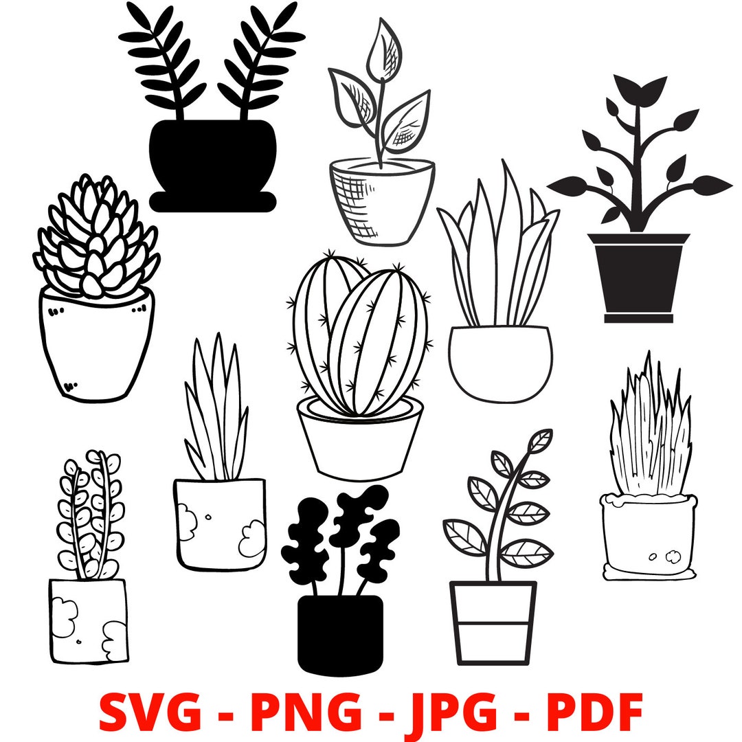 House Plants in Pots Svg Bundle Potted Plant SVG Houseplant Svg Plant ...