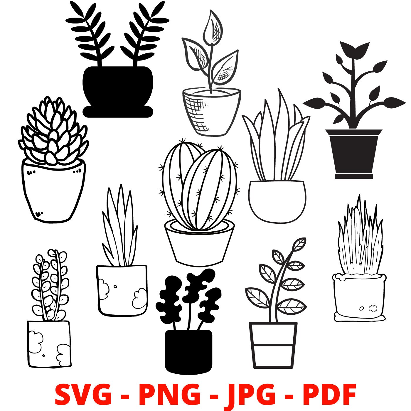 House Plants in Pots Svg Potted Plant SVG Bundle Houseplant Svg Plant ...