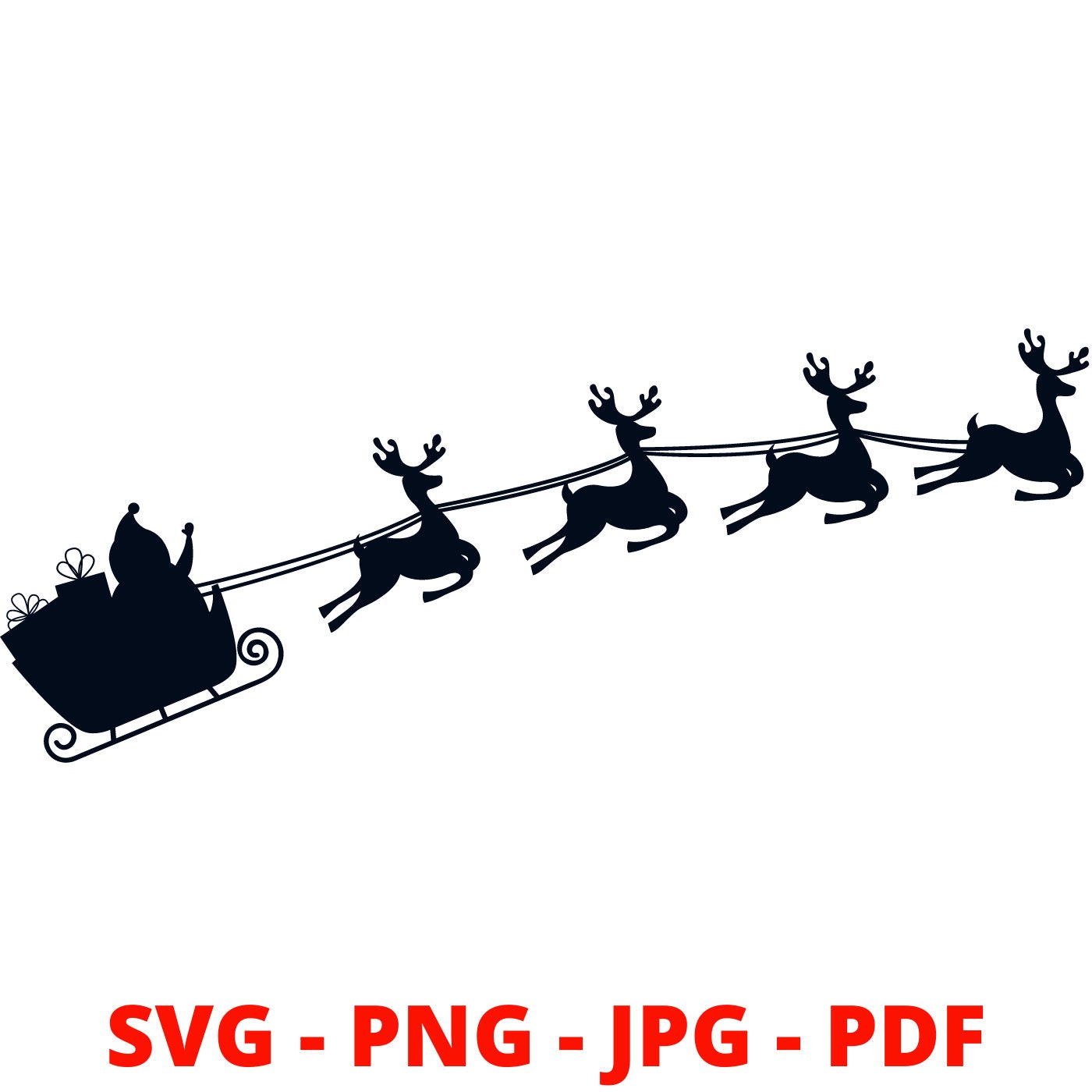 Santa's Sleigh SVG Christmas SVG Decal Svg Santa Claus SVG Reindeer ...