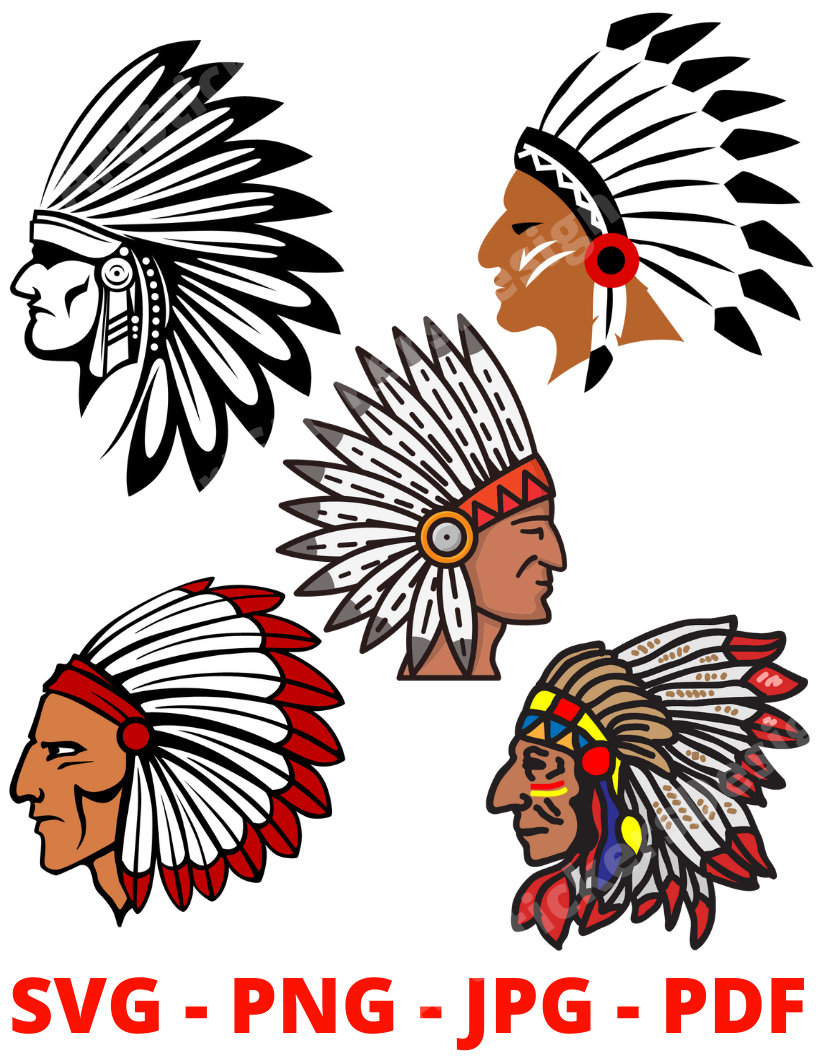 Indian Chief Head Retro SVG | Indian Warrior Head SVG | Cutting Files ...