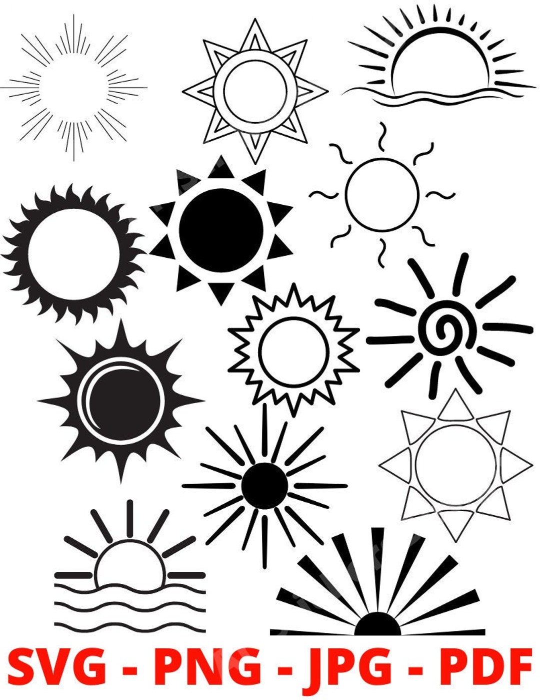 Sun Svg for Cricut | Sun Svg Bundle | Sunset Clipart | Sunshine Cut ...