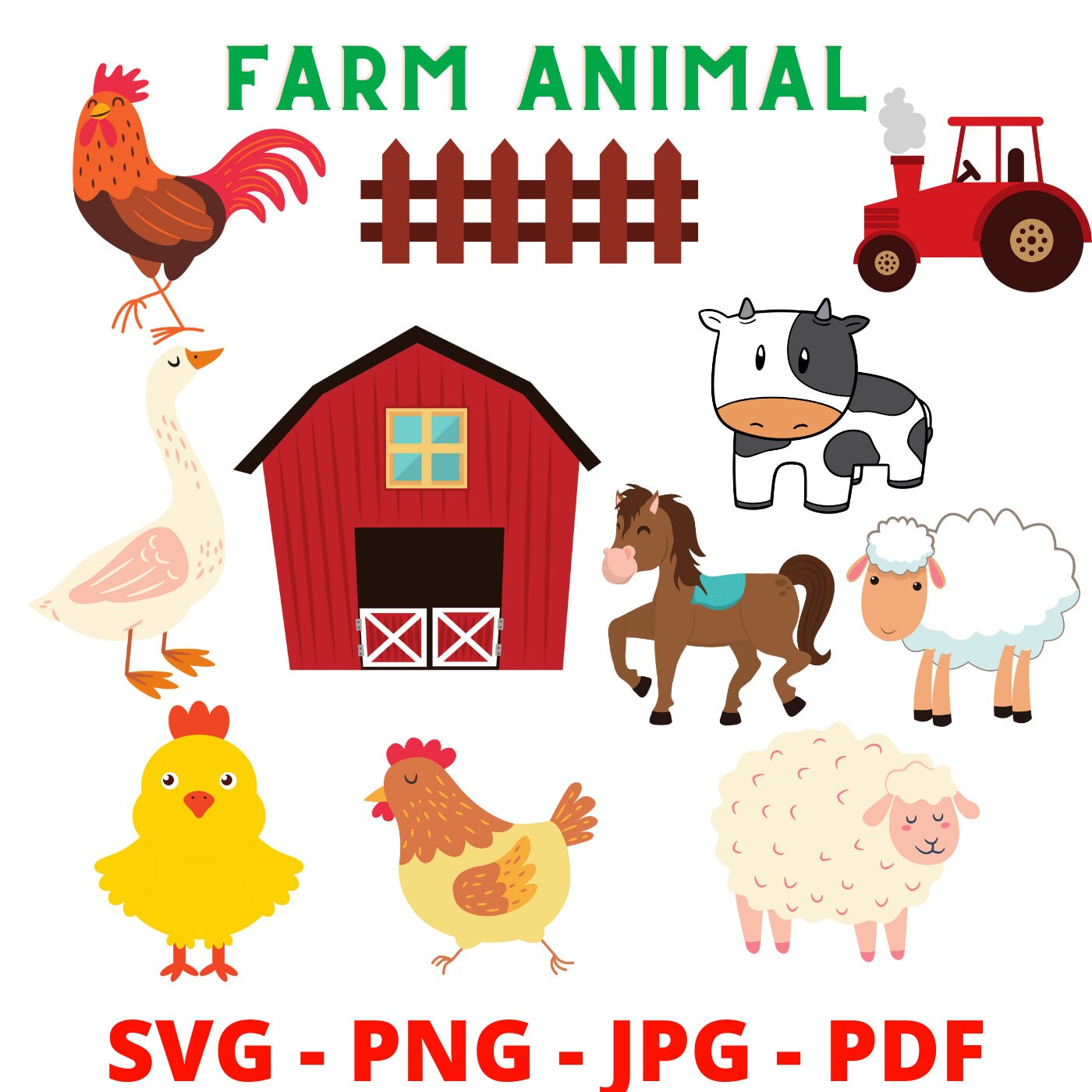 Farm Animal SVG Farm Svg Animal Cut File Barn Svg Tractor Svg Pet Svg ...