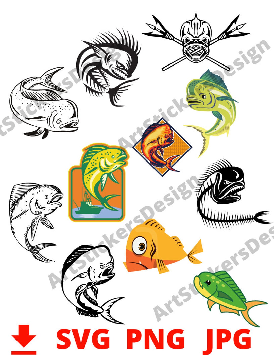 Mahi-mahi SVG Fishing Svg Fish Svg Fishing Clipart Fishing Files for ...