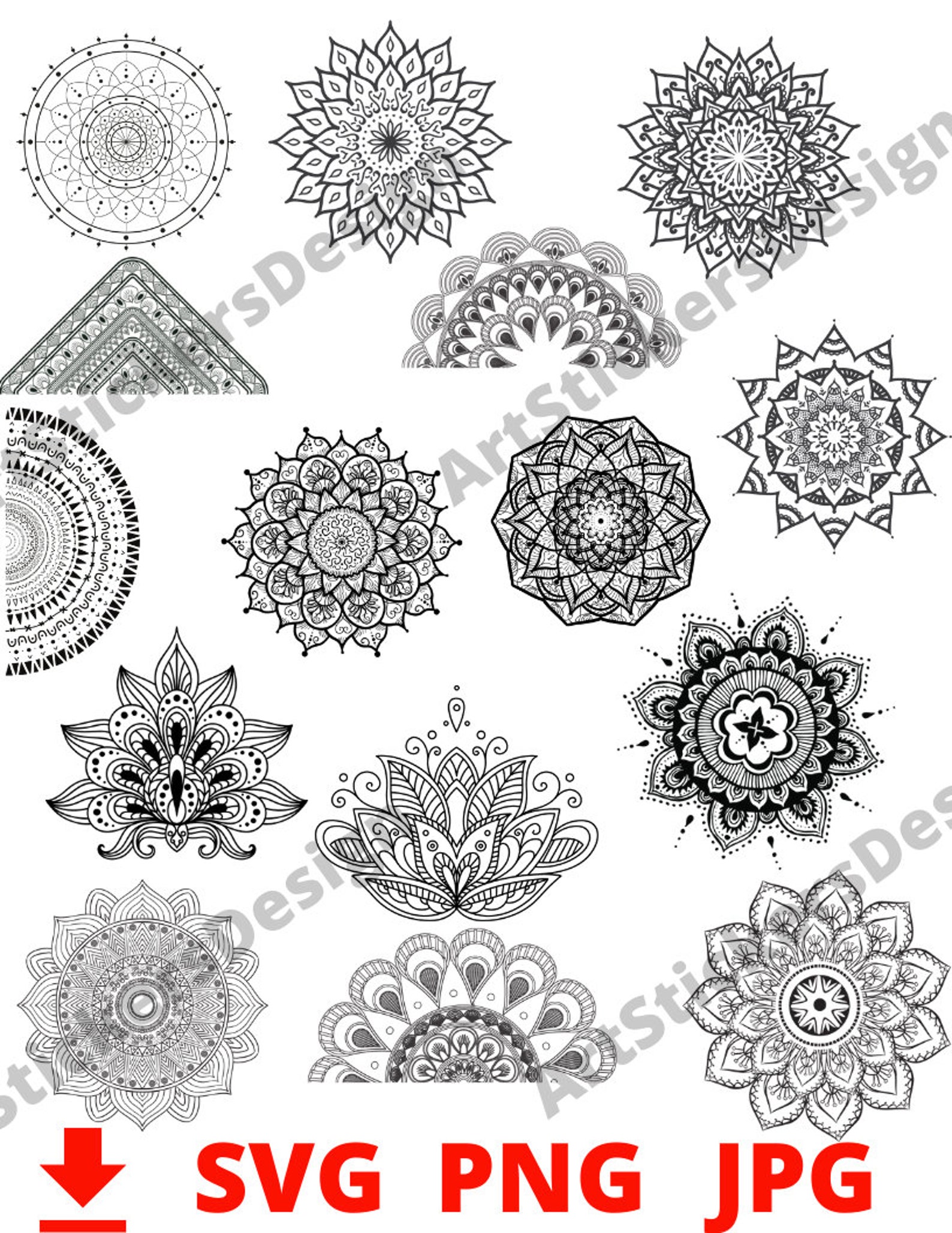 Half Mandala Svg Monogram Mandala Svg Files for Cricut - Etsy