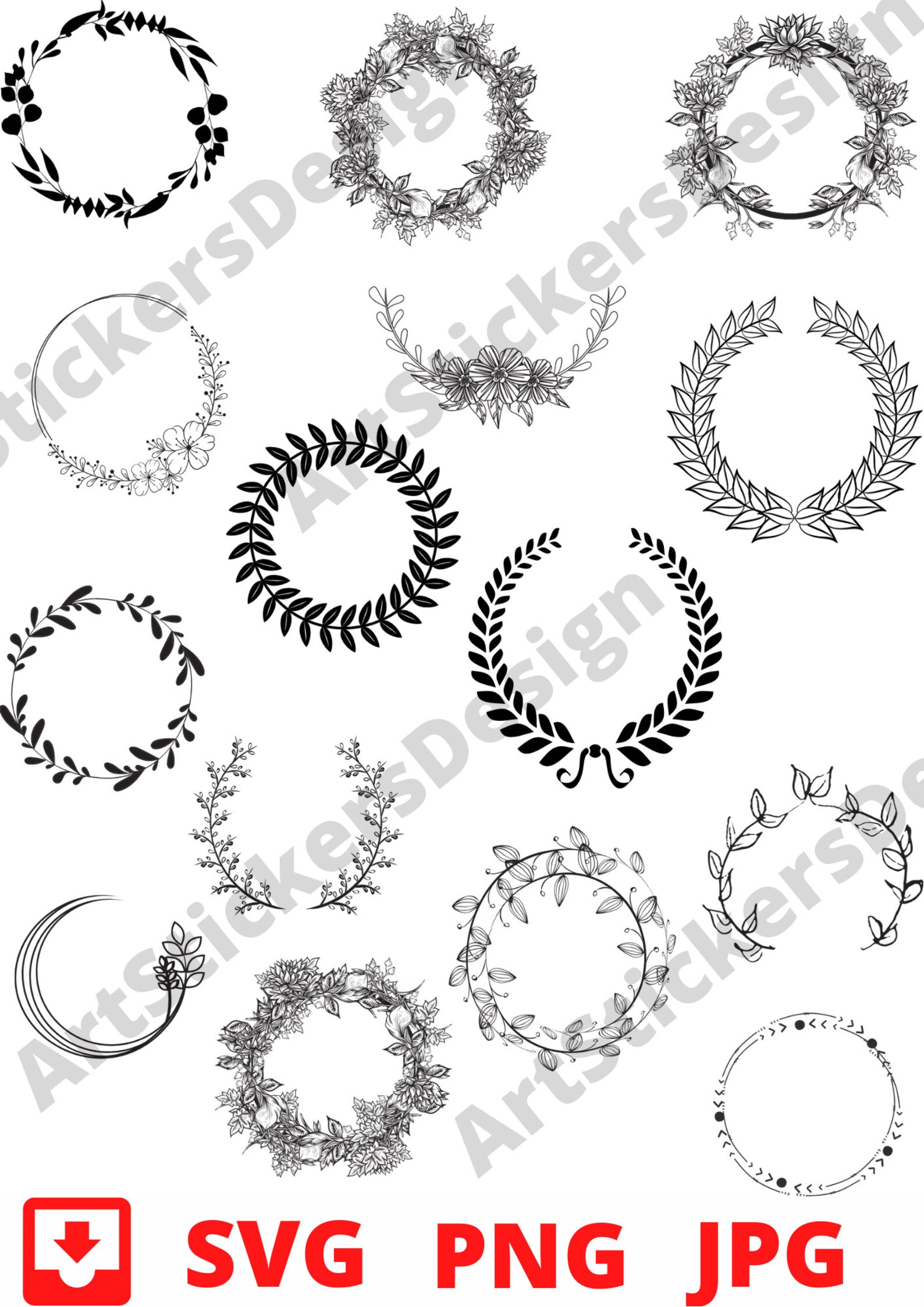 Wreath Svg Bundle circle svg bundle Couronne florale Svg - Etsy France