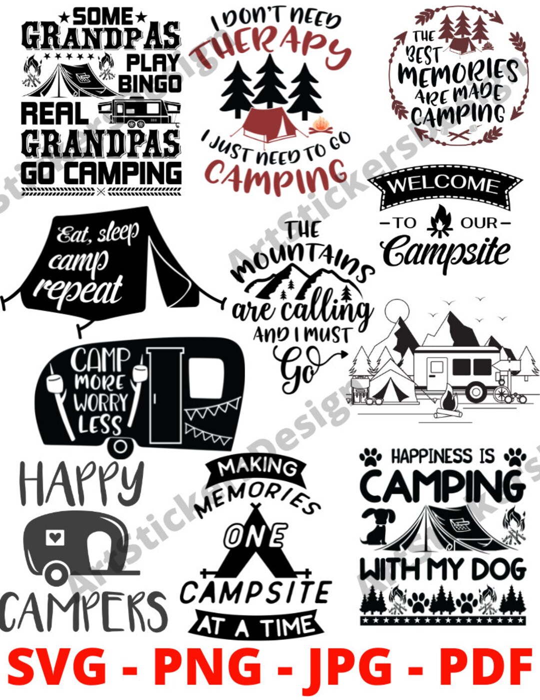 Camper SVG Bundle Happy Camper SVG Camping SVG Travel Svg Cut File ...