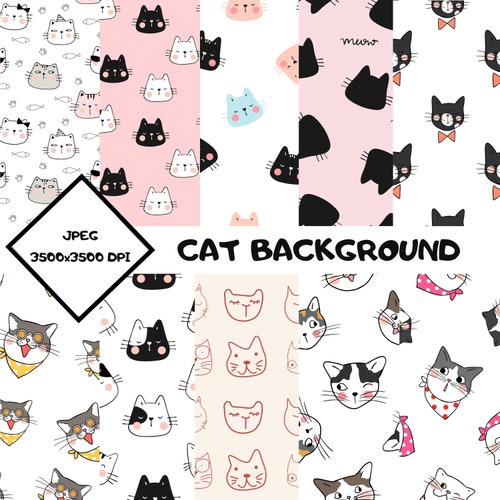 Cat Digital Paper Cat Pattern Kitten Patterns Cute - Etsy