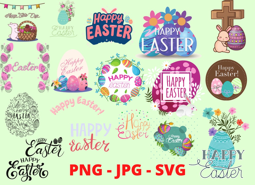 Easter SVG Bundle, Happy Easter Cut File, Easter Egg Clipart, Floral ...