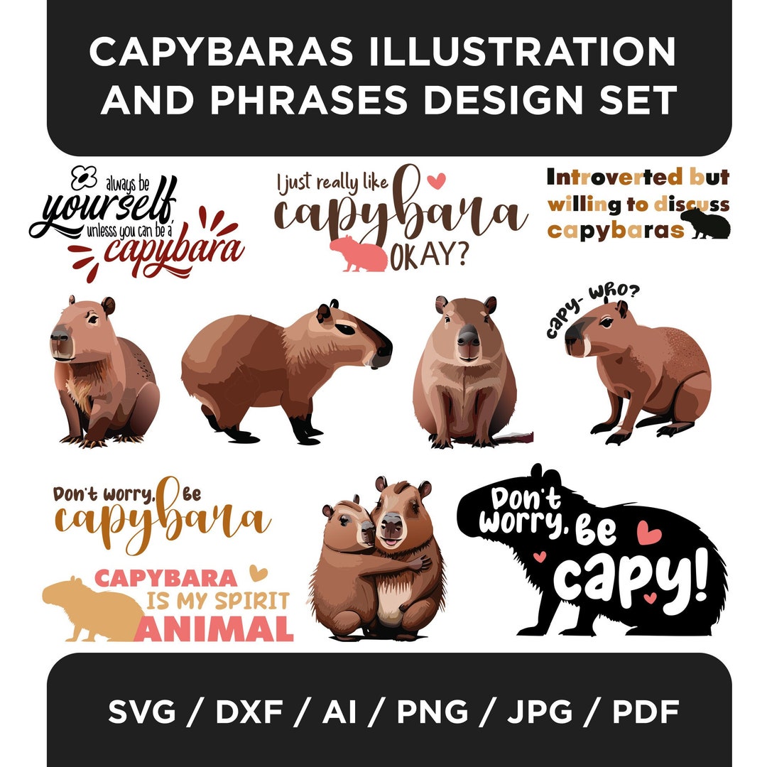 Capybara SVG Files for Cricut Bundle, Cute Capybara Images and Phrases ...