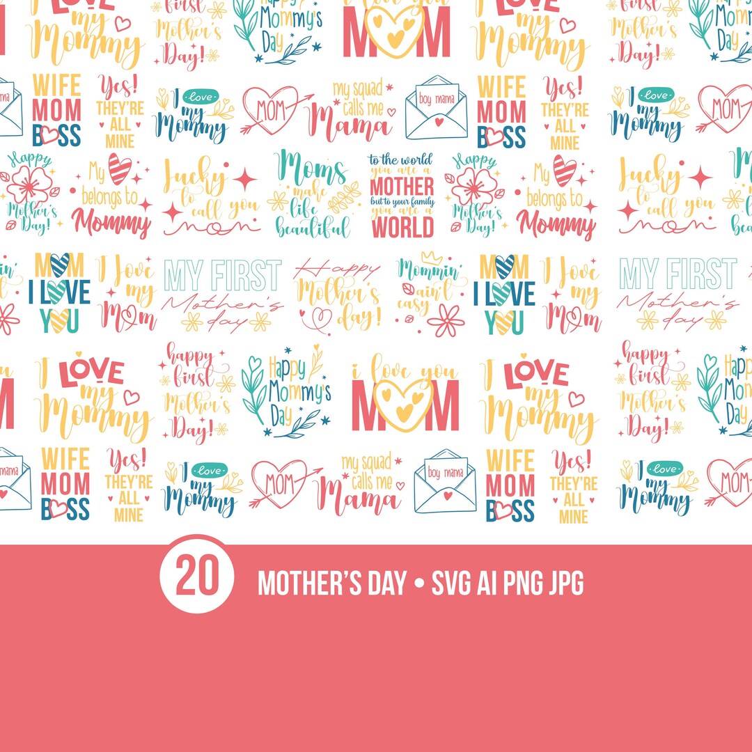 Mother's Day Big Bundle, Spring Vector SVG Clipart, Illustration and ...