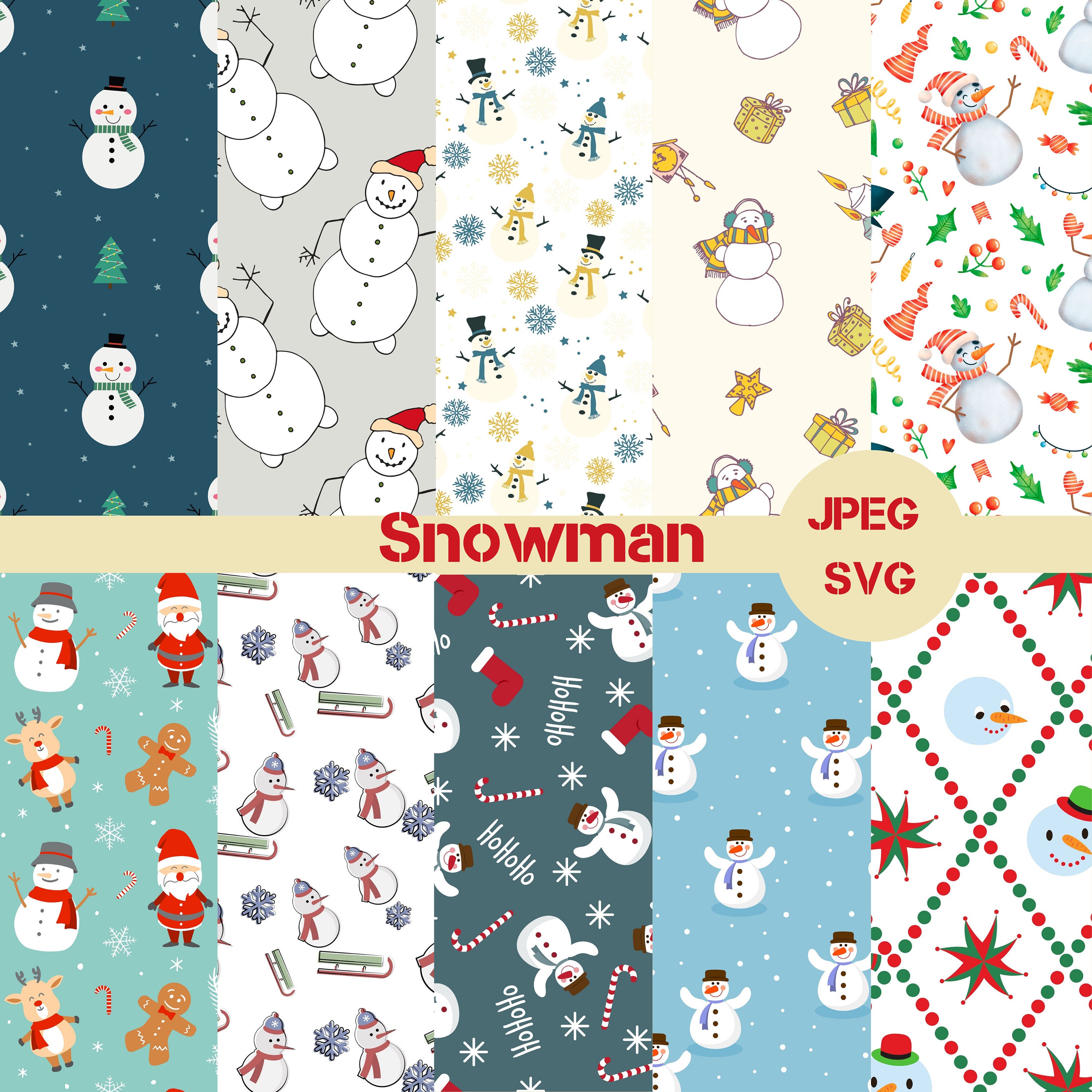 Snowman Digital Paper Background Pack Snowman Patterns Scrapbook Papers ...