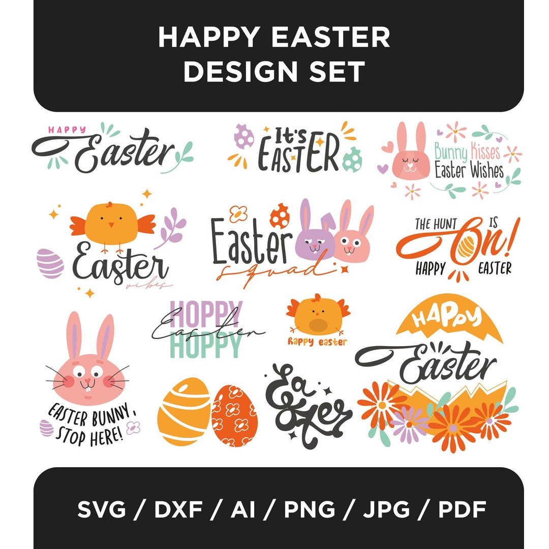 Easter Bunny SVG Bundle, Happy Rabbit SVG, Cute Spring Images and ...