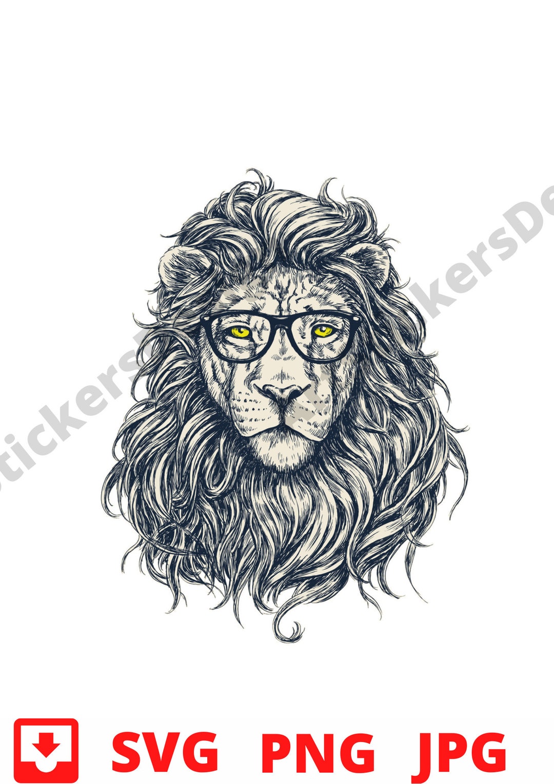 Lion Svg File | Lion With Glasses Svg | Lion Cut File | Animal Face Svg ...