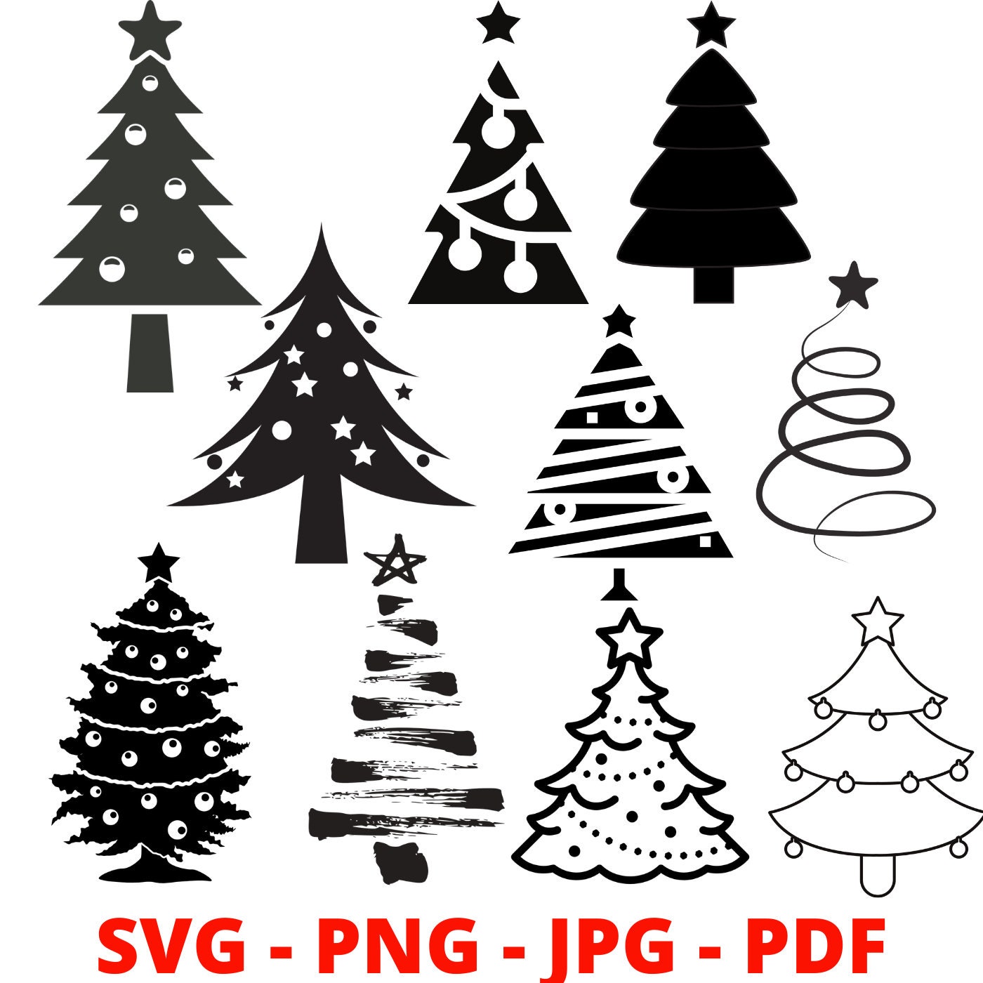 Christmas Tree Svg Bundle Merry Christmas Cute Tree Svg Cricut Digital ...