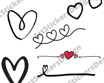 Heart Bundle Svg, Sketch Heart Svg, PNG, Cricut, Cricut Svg, Silhouette ...