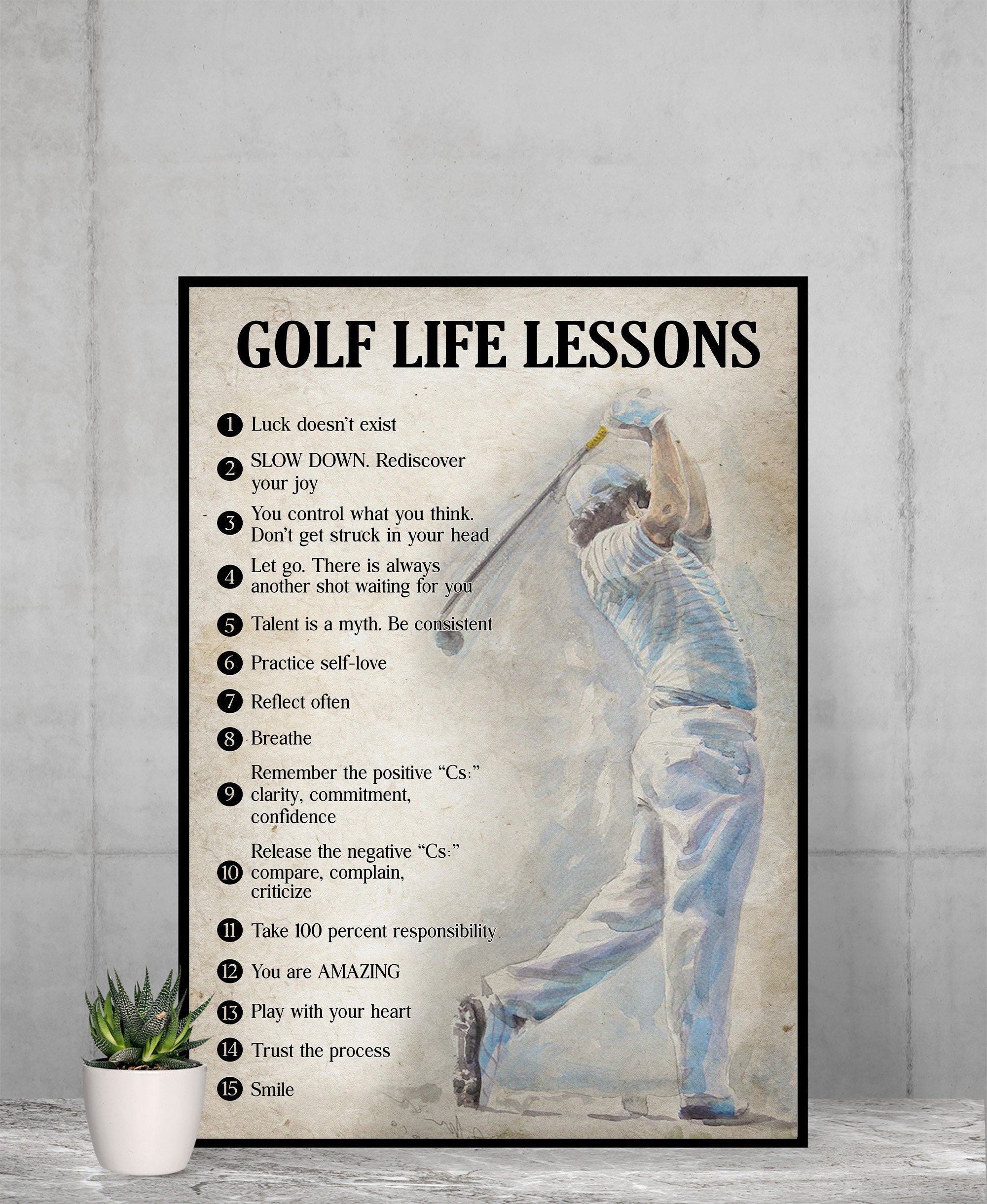 Golf Life Lessons Canvas, Goft Poster, Sport Art Print, Gift for Golfer ...