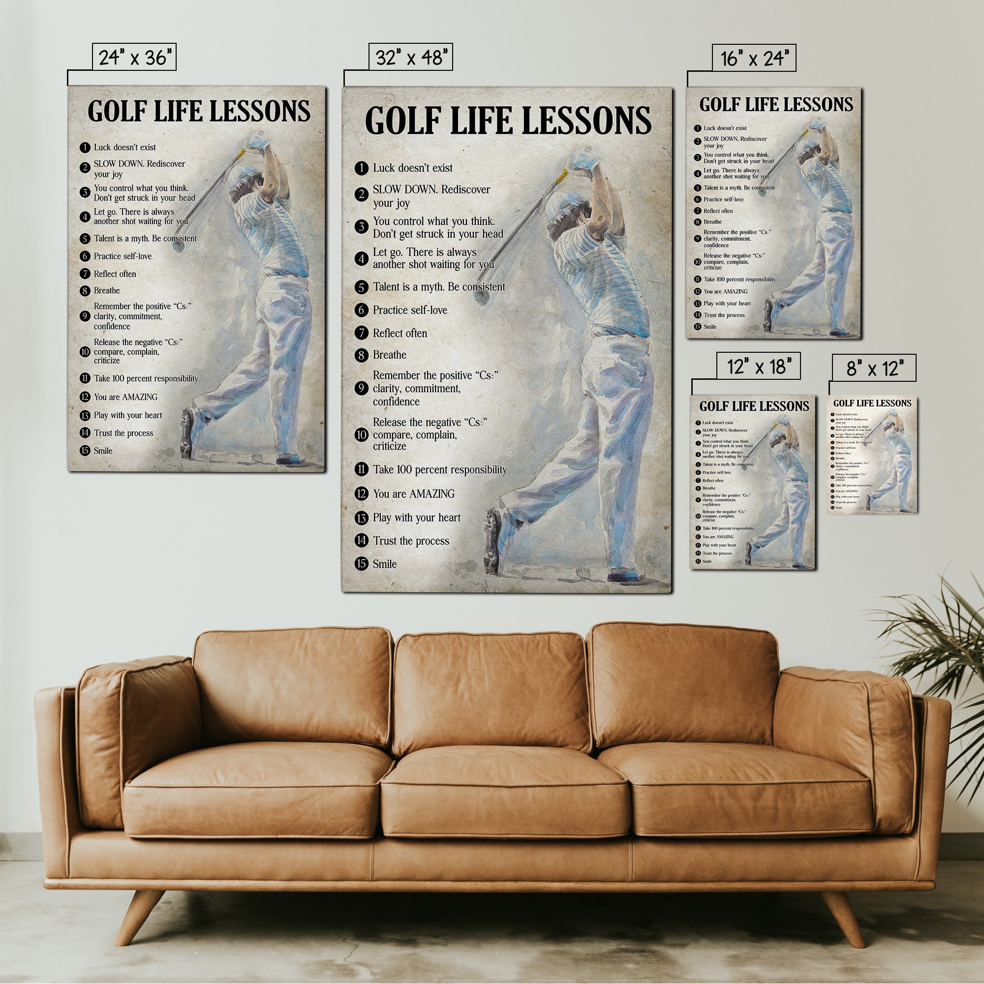 Golf Life Lessons Canvas, Goft Poster, Sport Art Print, Gift for Golfer ...