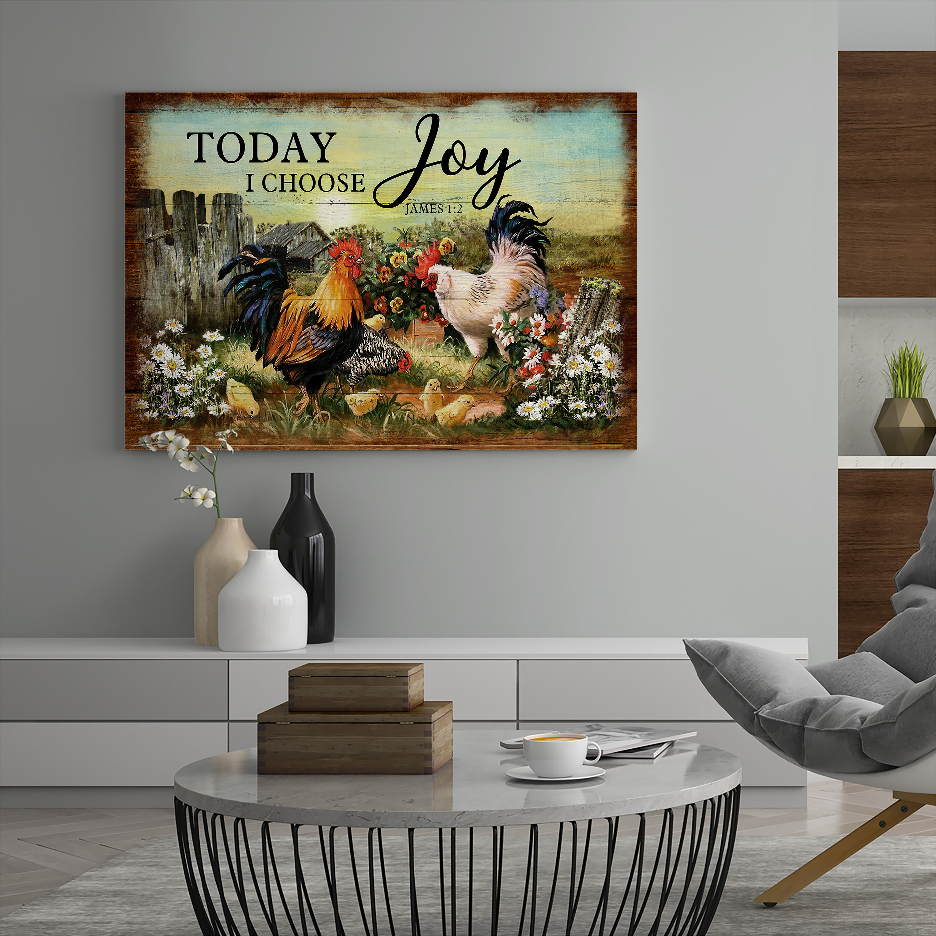 Chicken Farmhouse Canvas Today I Choose Joy Poster Farmhouse - Etsy