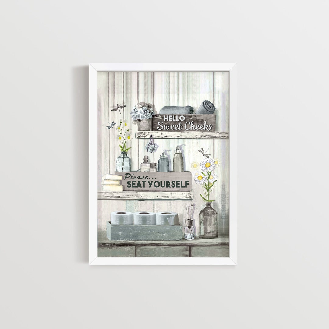 Bathroom Sign Poster, Restroom Sign Canvas, Bathroom Decor, Modern ...