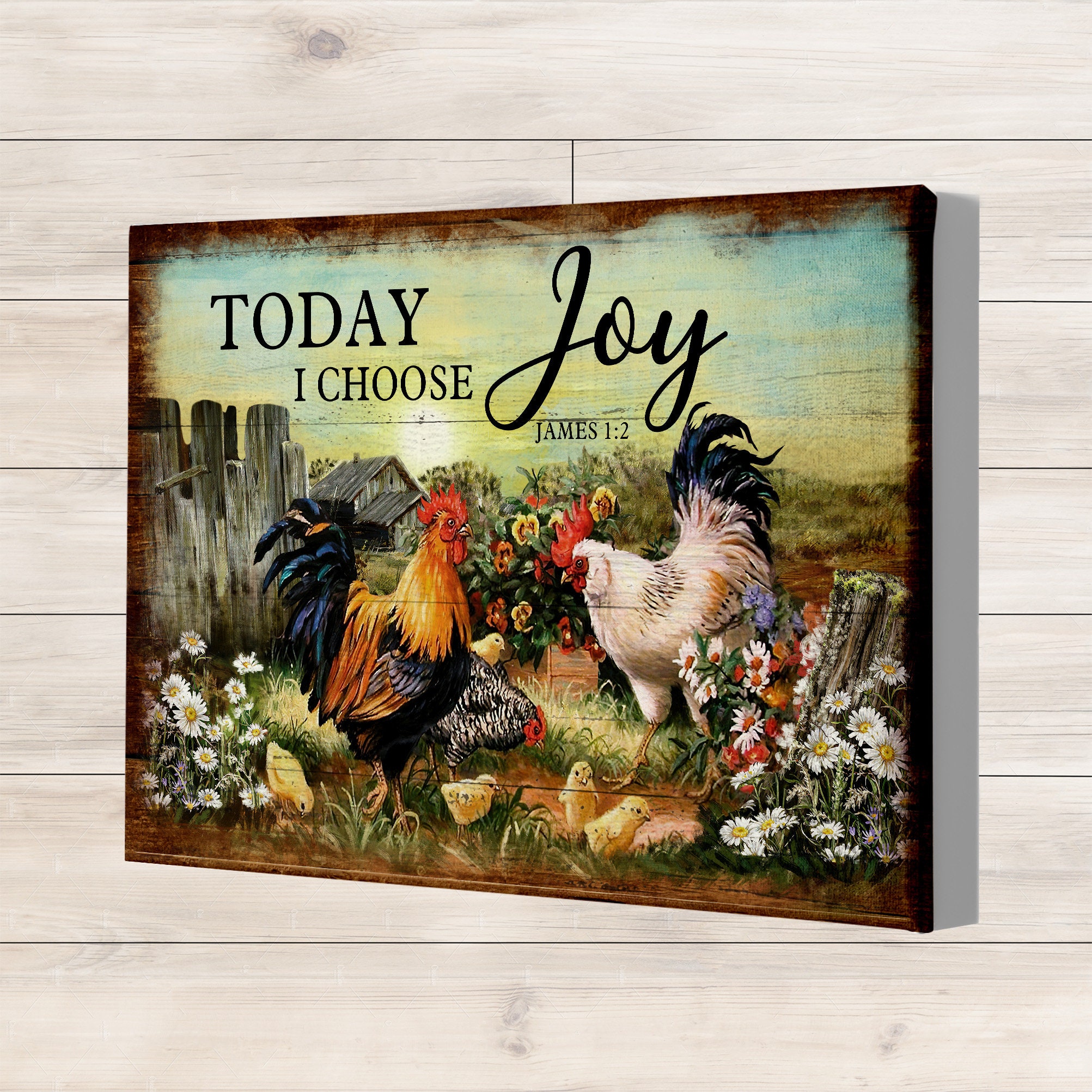 Chicken Farmhouse Canvas Today I Choose Joy Poster Farmhouse - Etsy