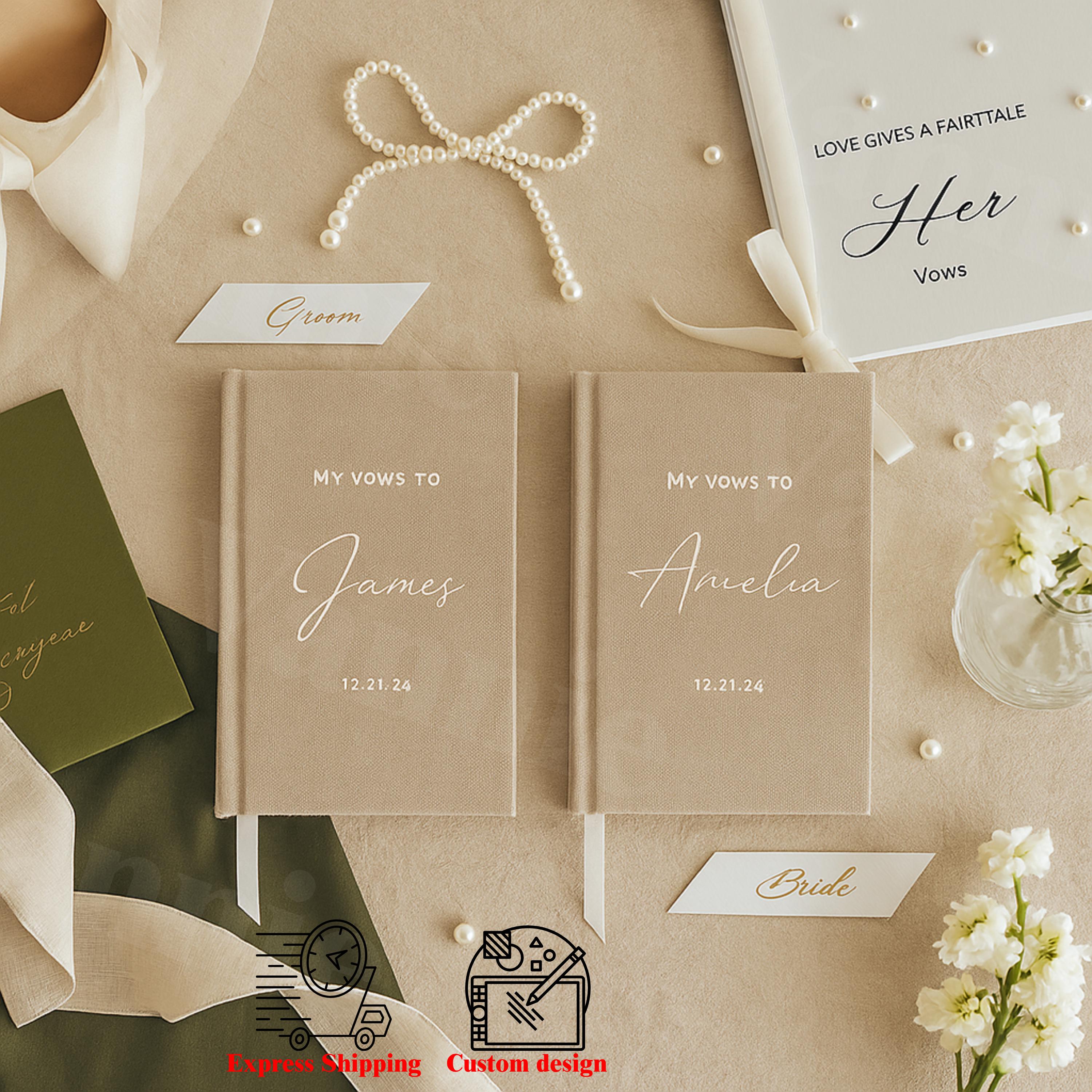 Personalized Vow Books Wedding • Custom Linen Wedding Vow Books Set ...