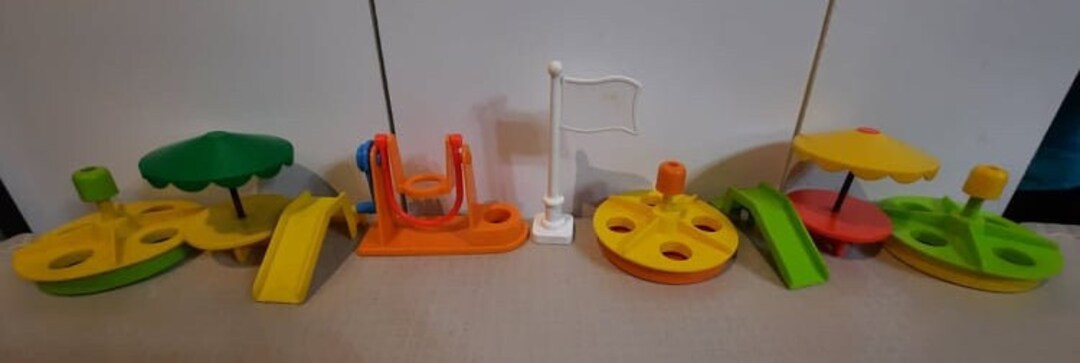 Turnstile, Swing, Flag, Slide, Umbrella Table Little People Fisher ...