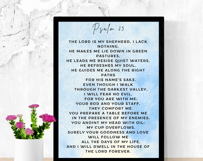 Psalm 23 Poster Bible Verse Art Scriptural Motivation Religious Gift ...