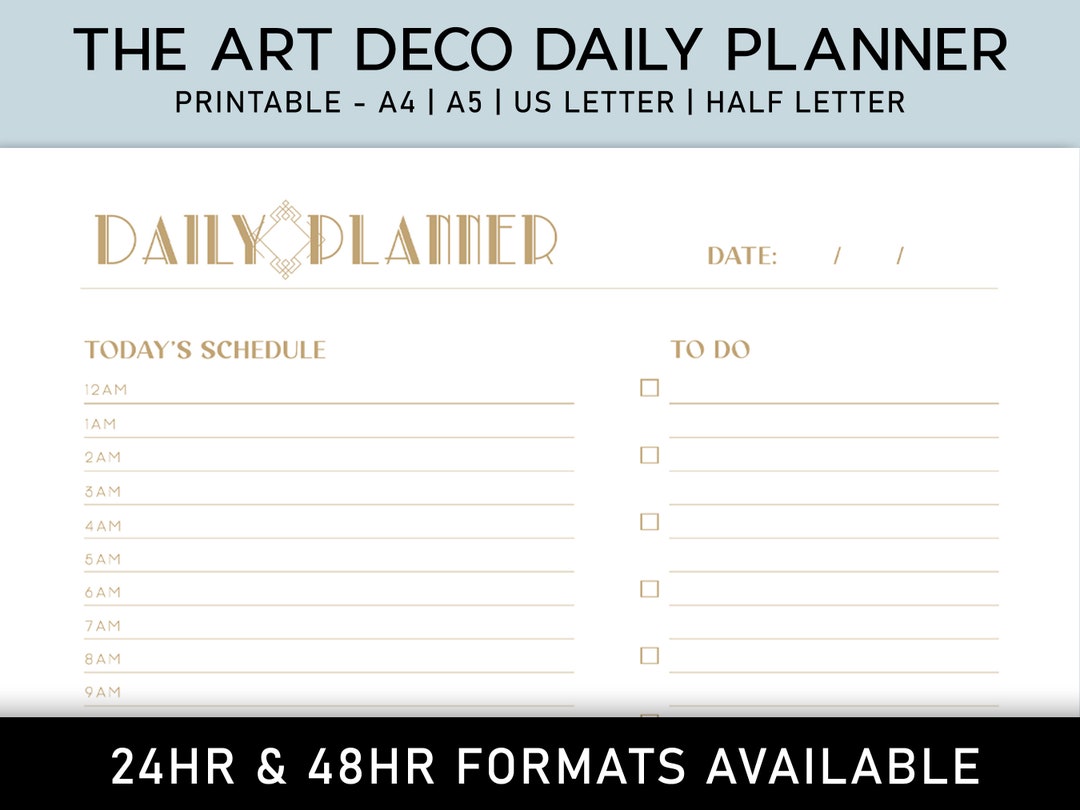 The ART DECO Daily Planner Printable PDF Template A4 and - Etsy Australia