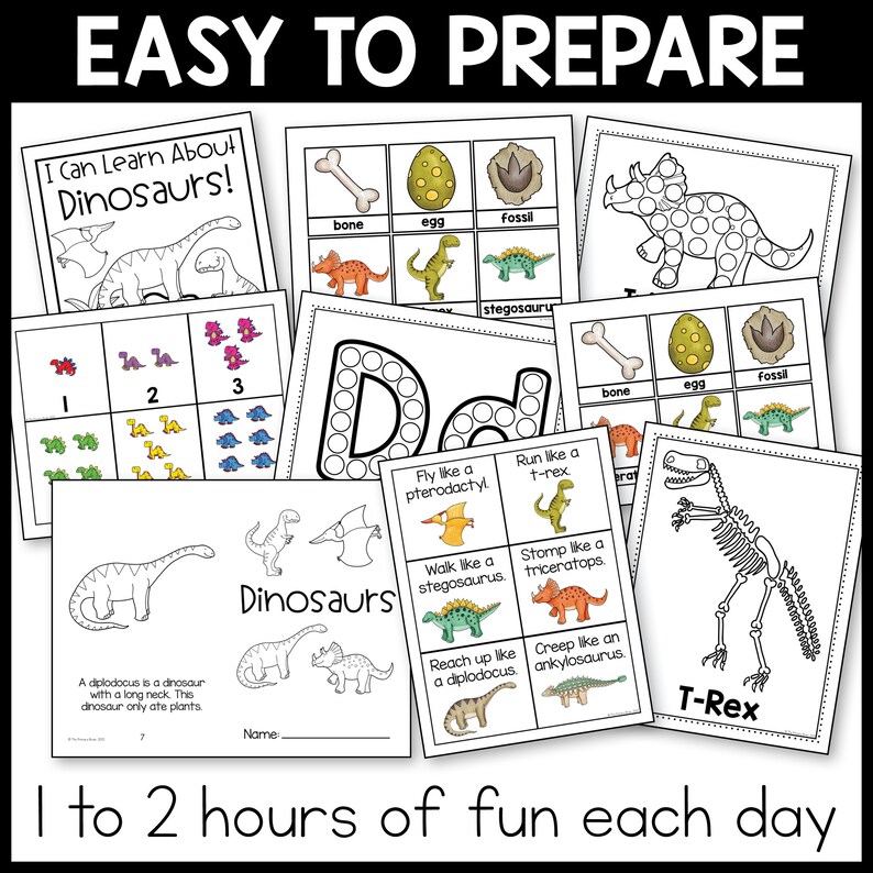Dinosaur Toddler School Activities Tot School Lesson Plans - Etsy