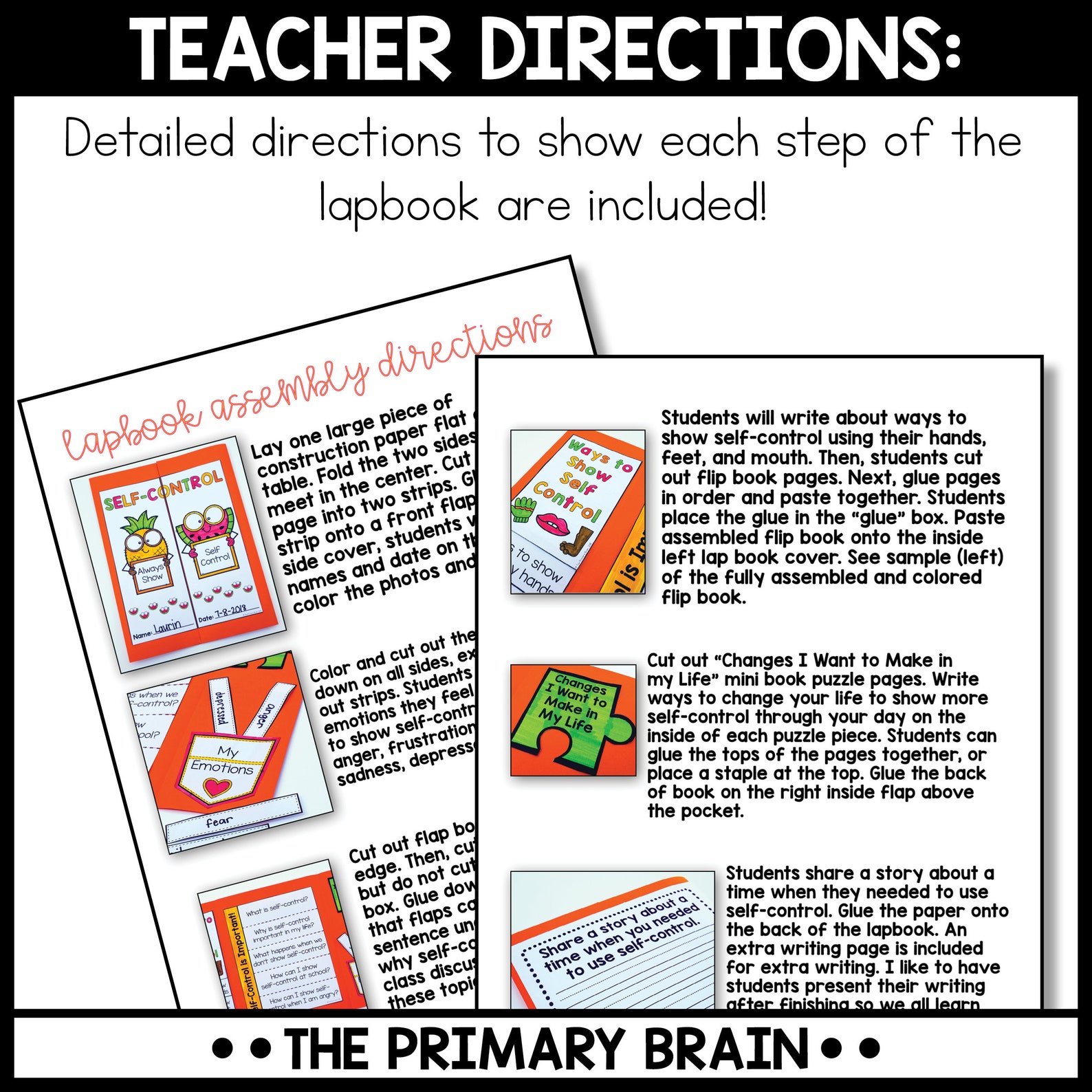Self-control Lapbook Activity, Social Emotional Learning Writing Craft ...